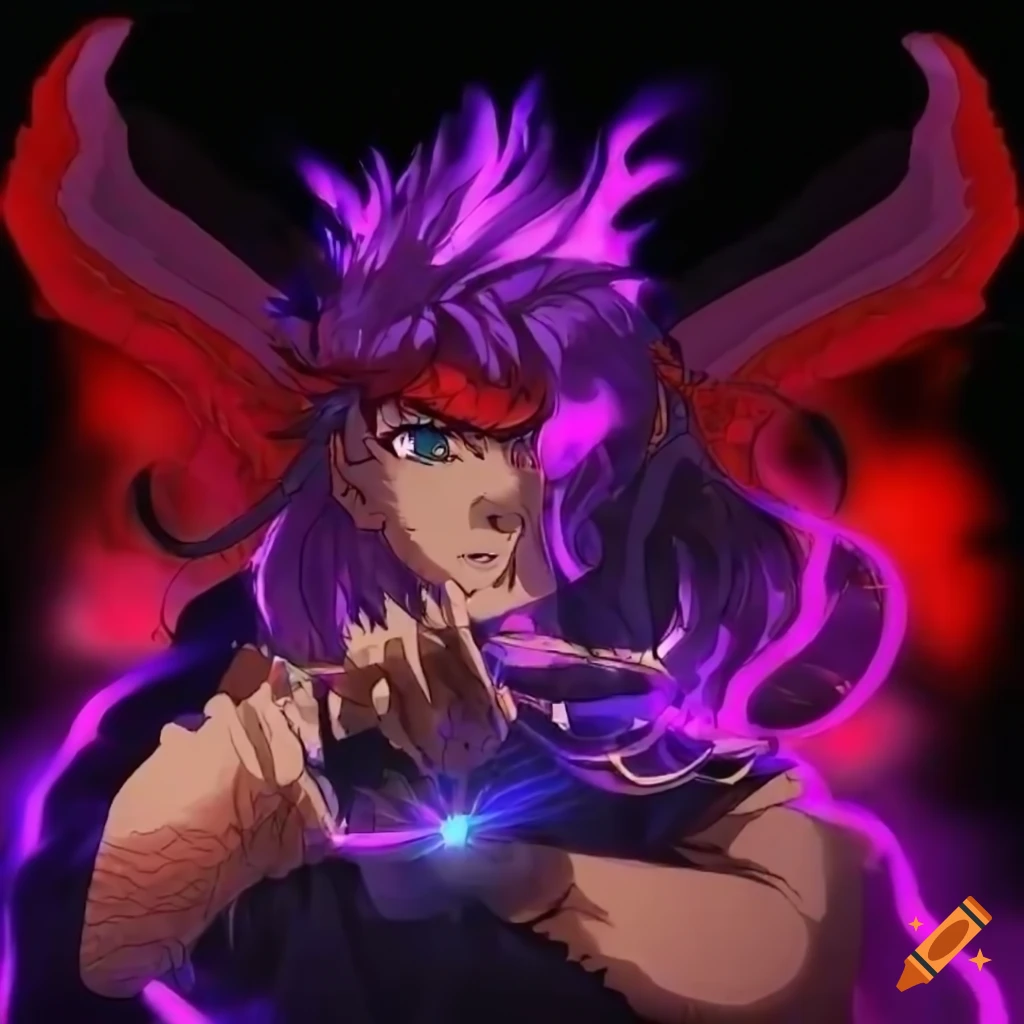 Anime-style portrait of fierce dragon ryu surrounded by colorful ...