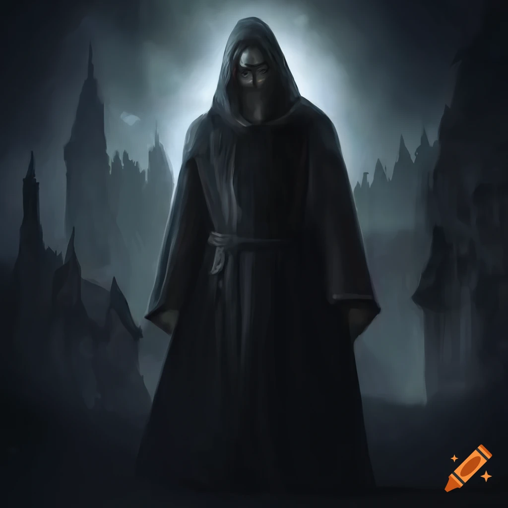 Medieval warlock in a dark mystic atmosphere on Craiyon