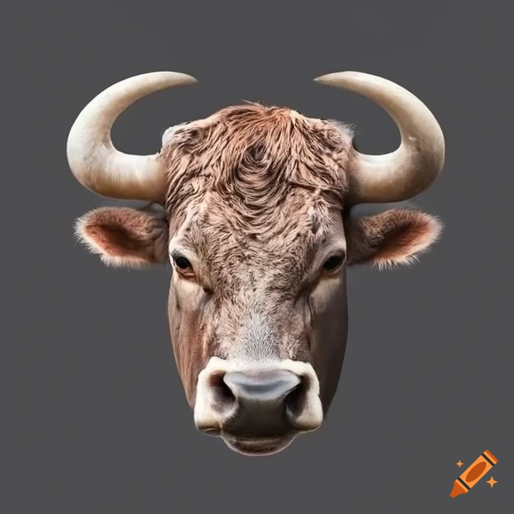 Portrait of a handsome bull with magnificent horns on Craiyon