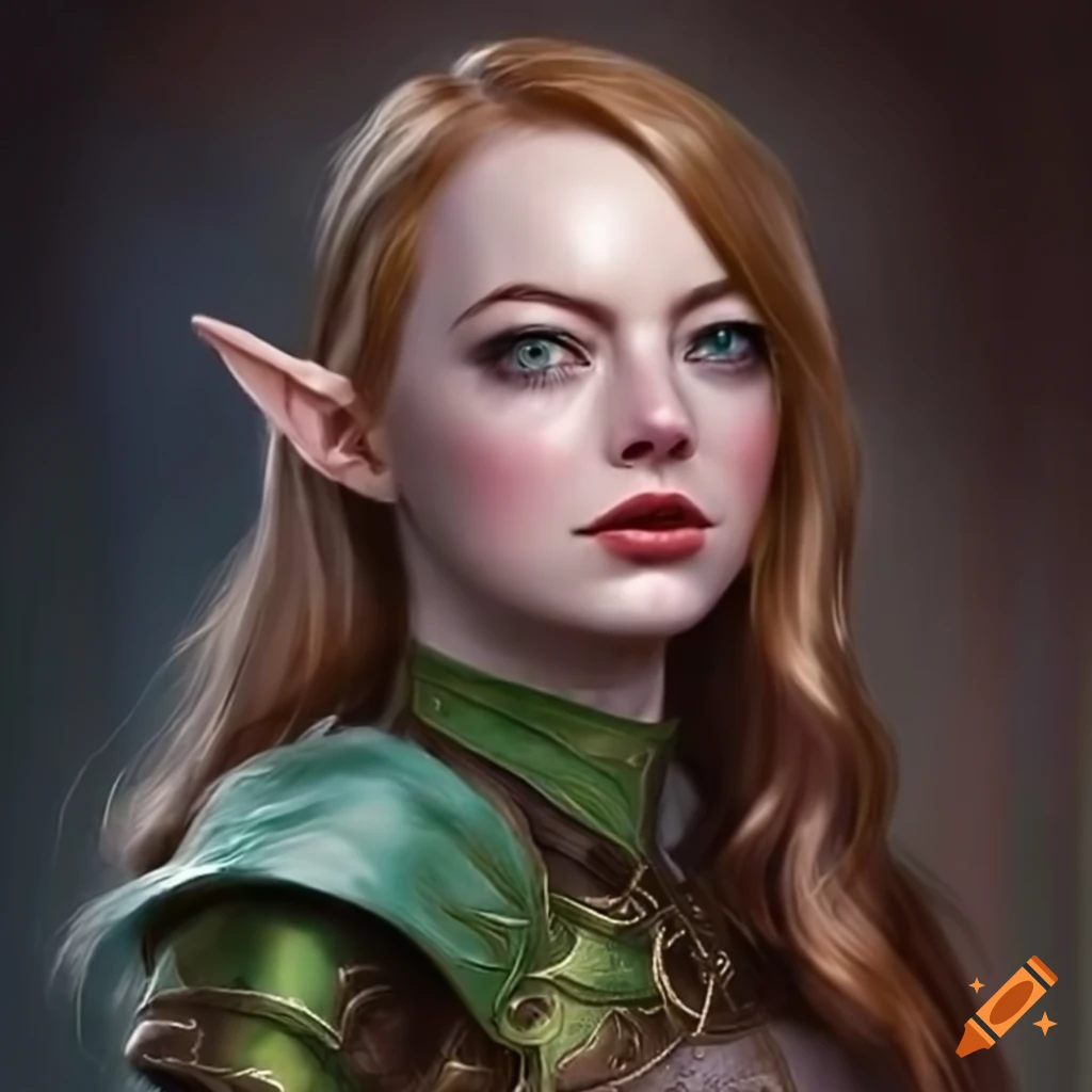 Emma Stone as a DND 5e Eladrin elf in fancy clothes on Craiyon