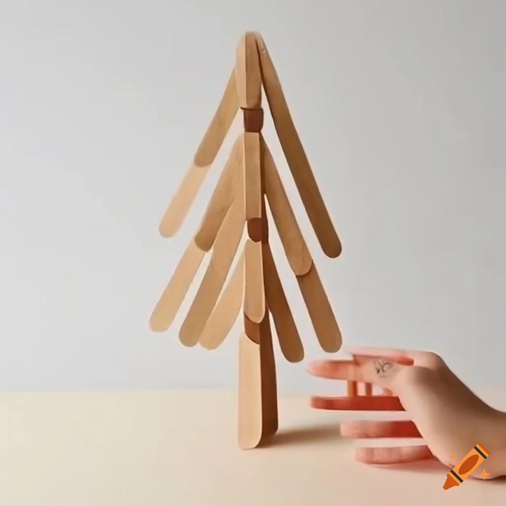 Minimalist 3D popsicle-stick tree sculpture on Craiyon