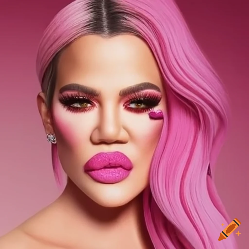 Khloe Kardashian as a pink mermaid with bimbo lips on Craiyon