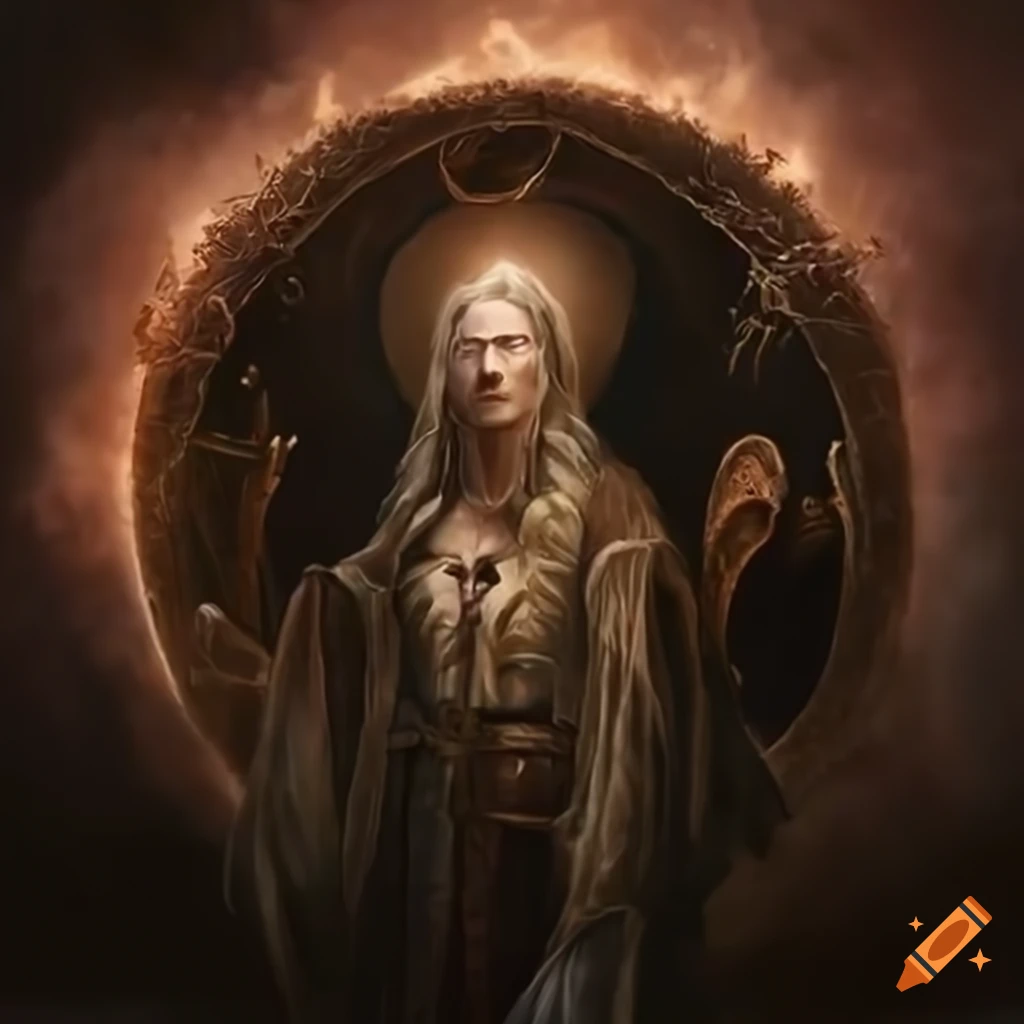 Medieval sorcerer summoning a monster in a fantasy setting with a magic ...