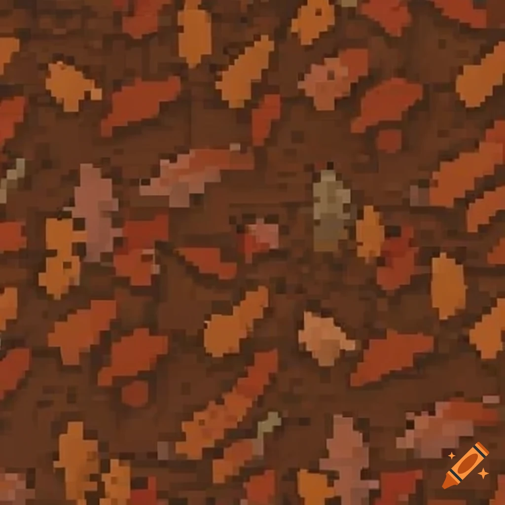 Pixel art texture of forest floor with fall leaves in Minecraft style ...