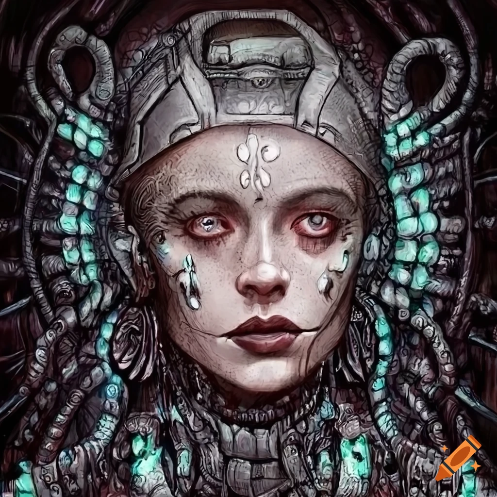 Cybernetic organism turk woman with mental breakdown in retrofuturistic ...