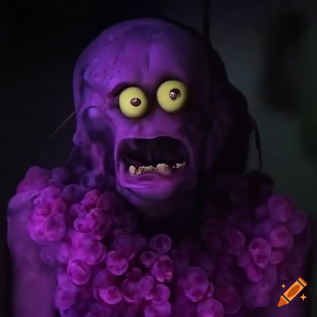 Halloween grape monster captured on cctv camera on Craiyon