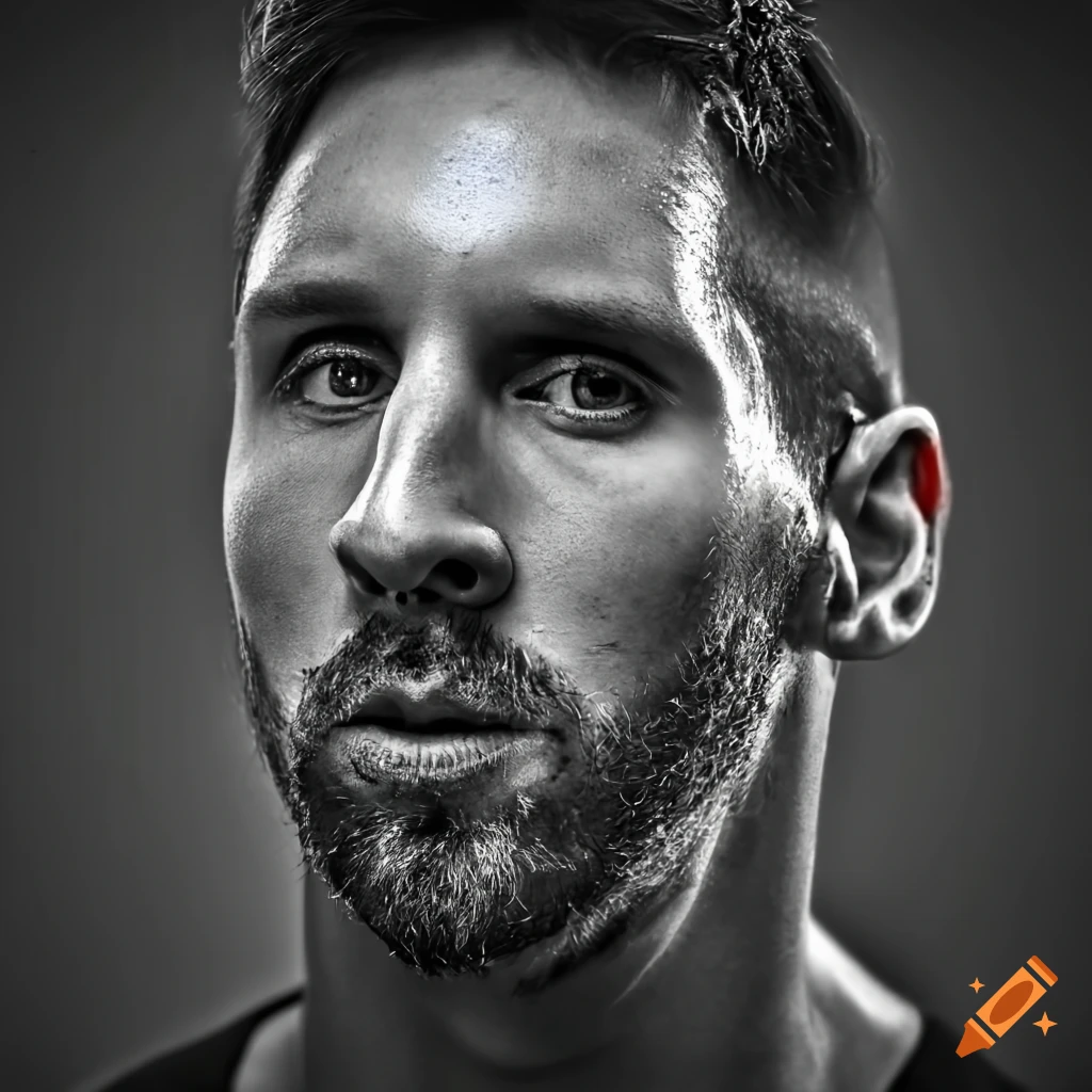 Portrait photo of Lionel Messi with cinematic lighting accentuating his ...