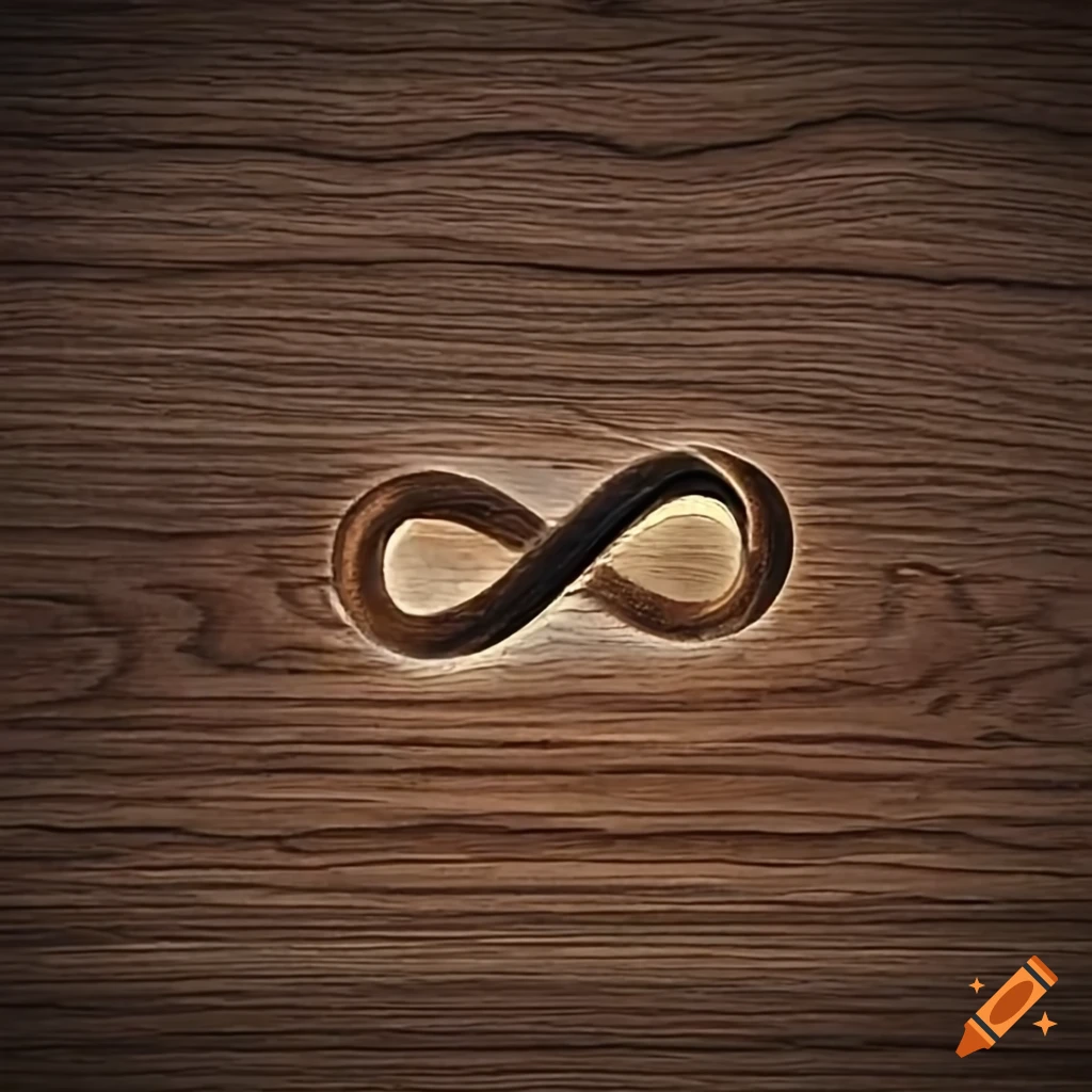 Infinity symbol in wooden plank grain texture on Craiyon