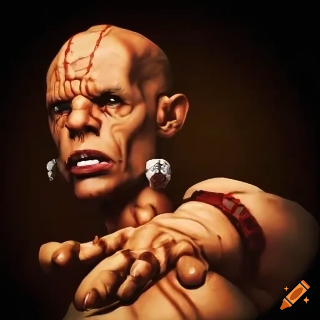 Donald J. Trump as Dhalsim performing stretchy arm attack on Craiyon