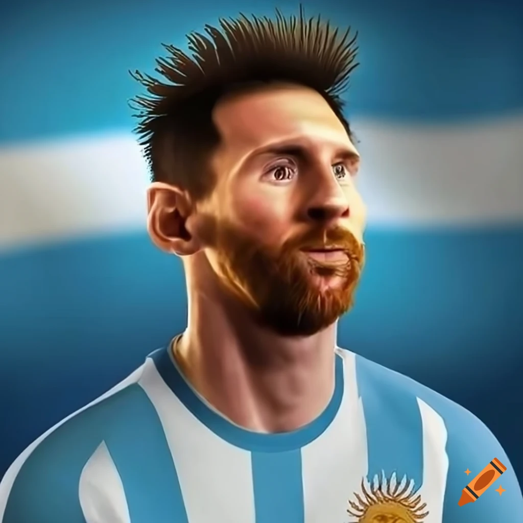 Highly detailed realistic depiction of lionel messi in argentine flag ...