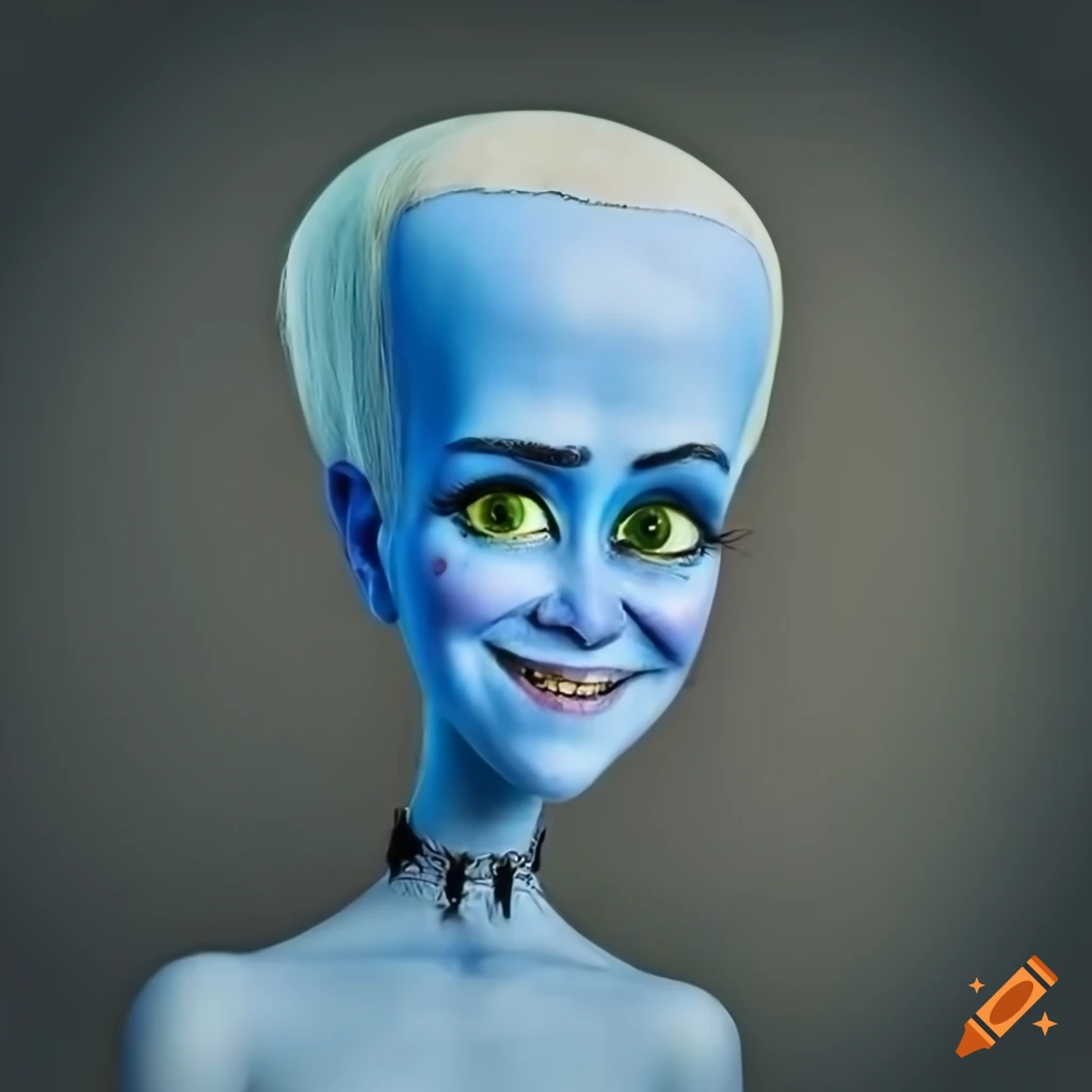 Surrealistic portrait of a young woman with a giant head and tiny body ...