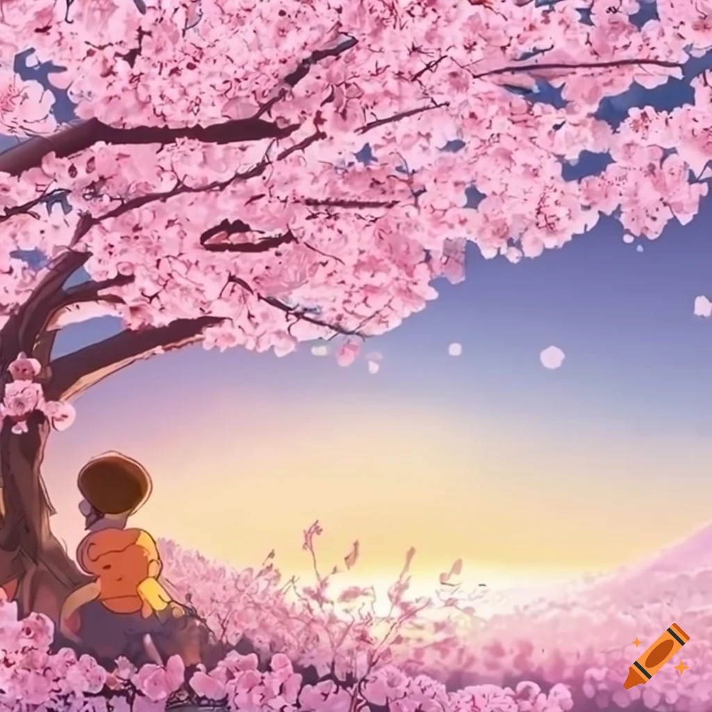 Stunning cherry blossoms with Studio Ghibli and Pokemon elements on Craiyon