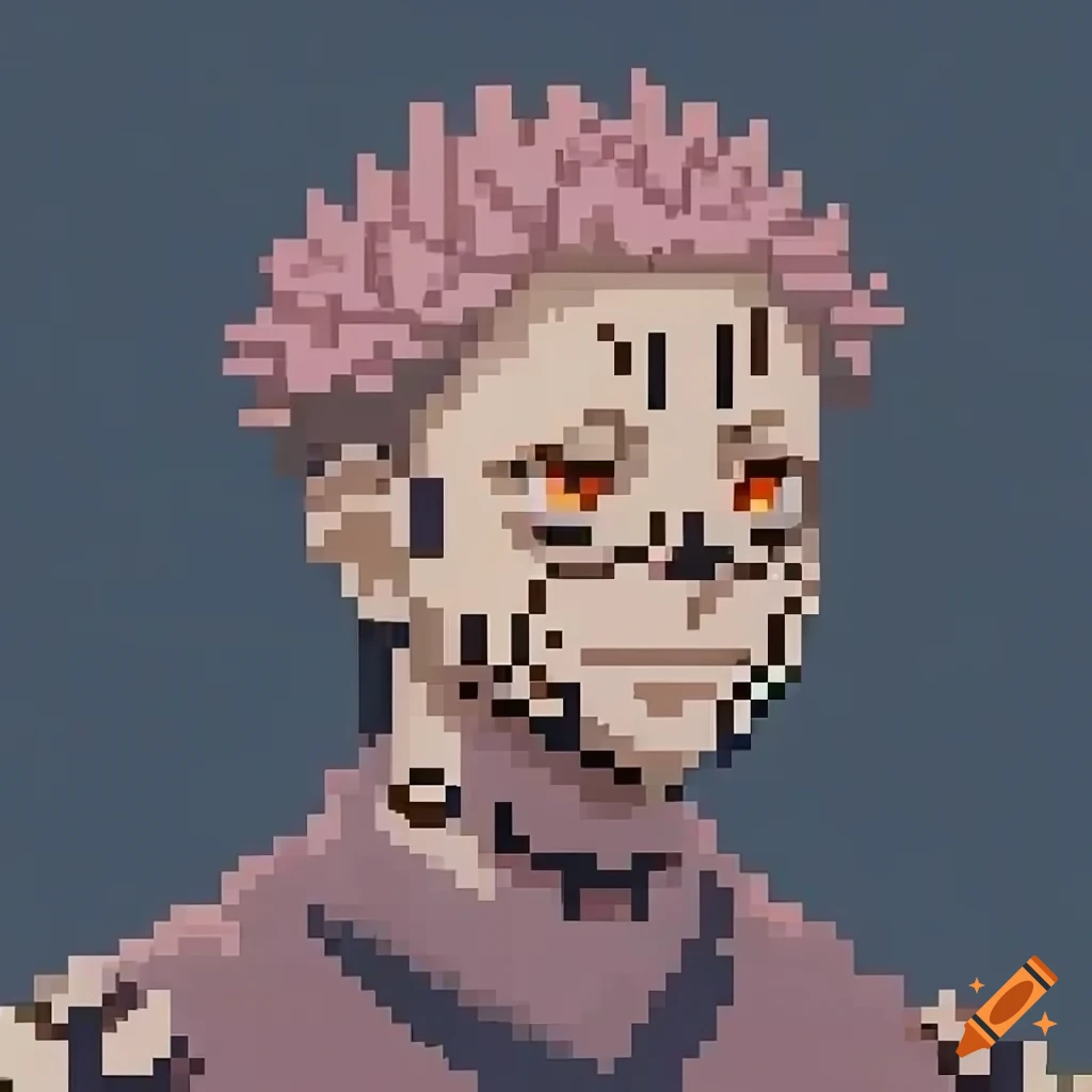 Pixel art of Sukuna from Jujutsu Kaisen on Craiyon