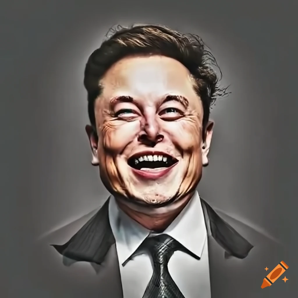 Elon Musk laughing on Craiyon