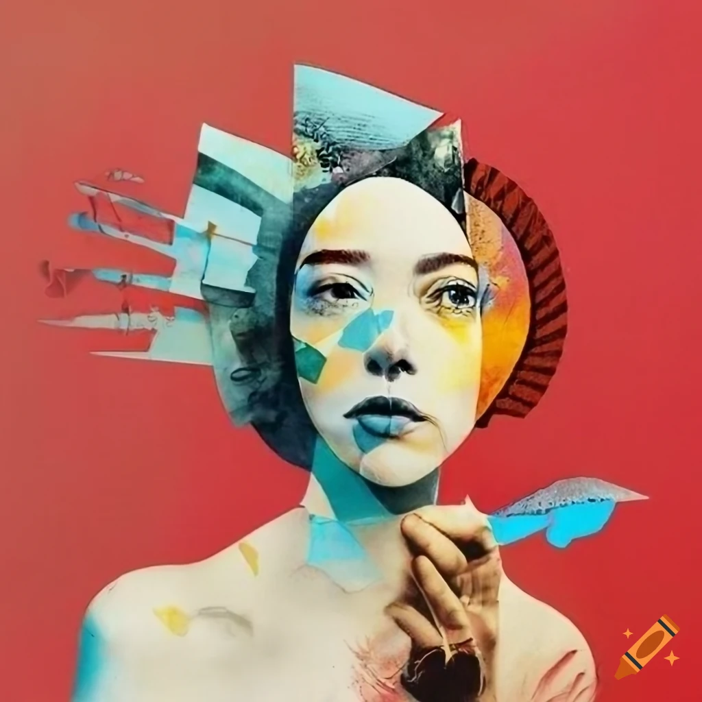 Collage art with photorealistic images of women and detailed textures ...