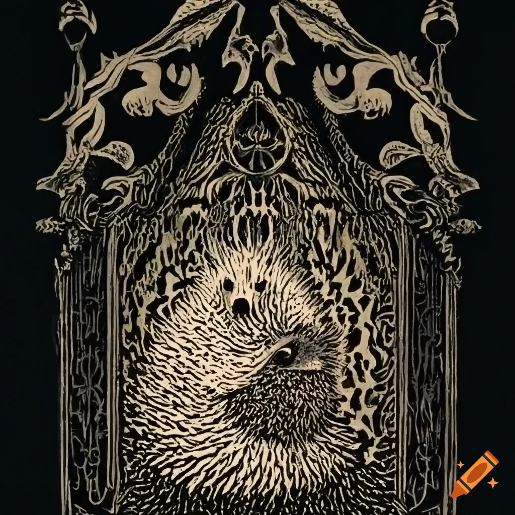 Whimsical hedgehog in the style of 15th-century german printmaking on ...