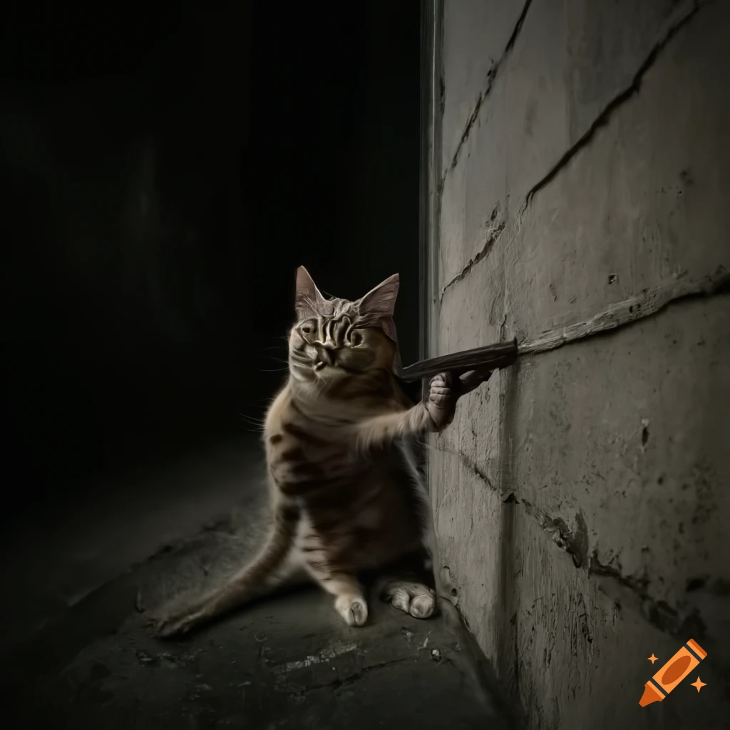 Elf playing with a blade in a dark alley with a zombie cat on his ...