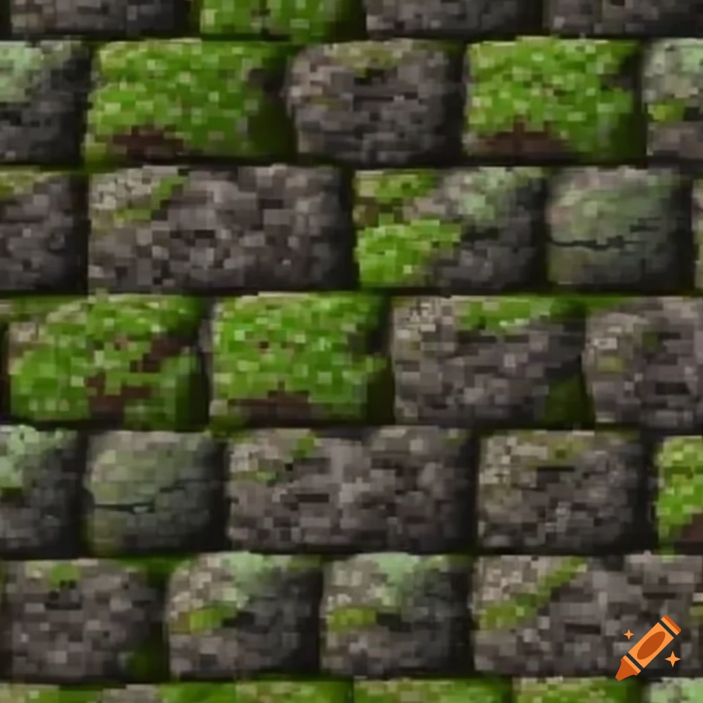 Mossy cobblestone pavement texture in 8-bit game style with hyper ...