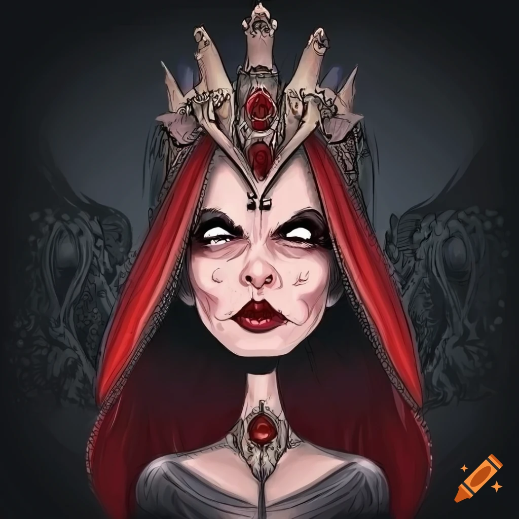Mesmerizing vampire queen in dark armor on a castle parapet in comic ...