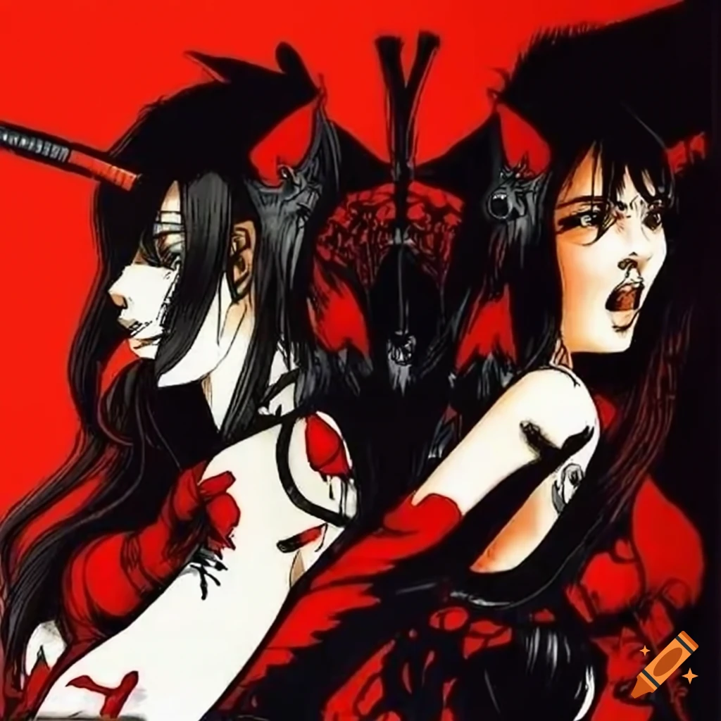 Devil samurai girl in Katsuhiro Otomo style on Craiyon