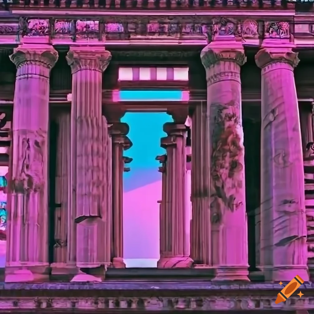 Vaporwave, retrowave and cyberpunk styles with checkerboard, Roman ...