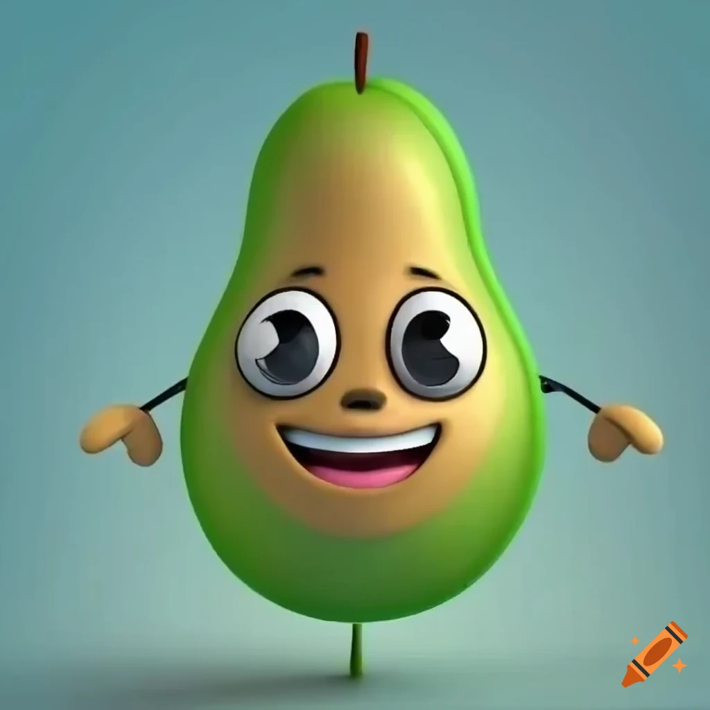 Happy smiling avocado tree character from a 3D children's comic on Craiyon