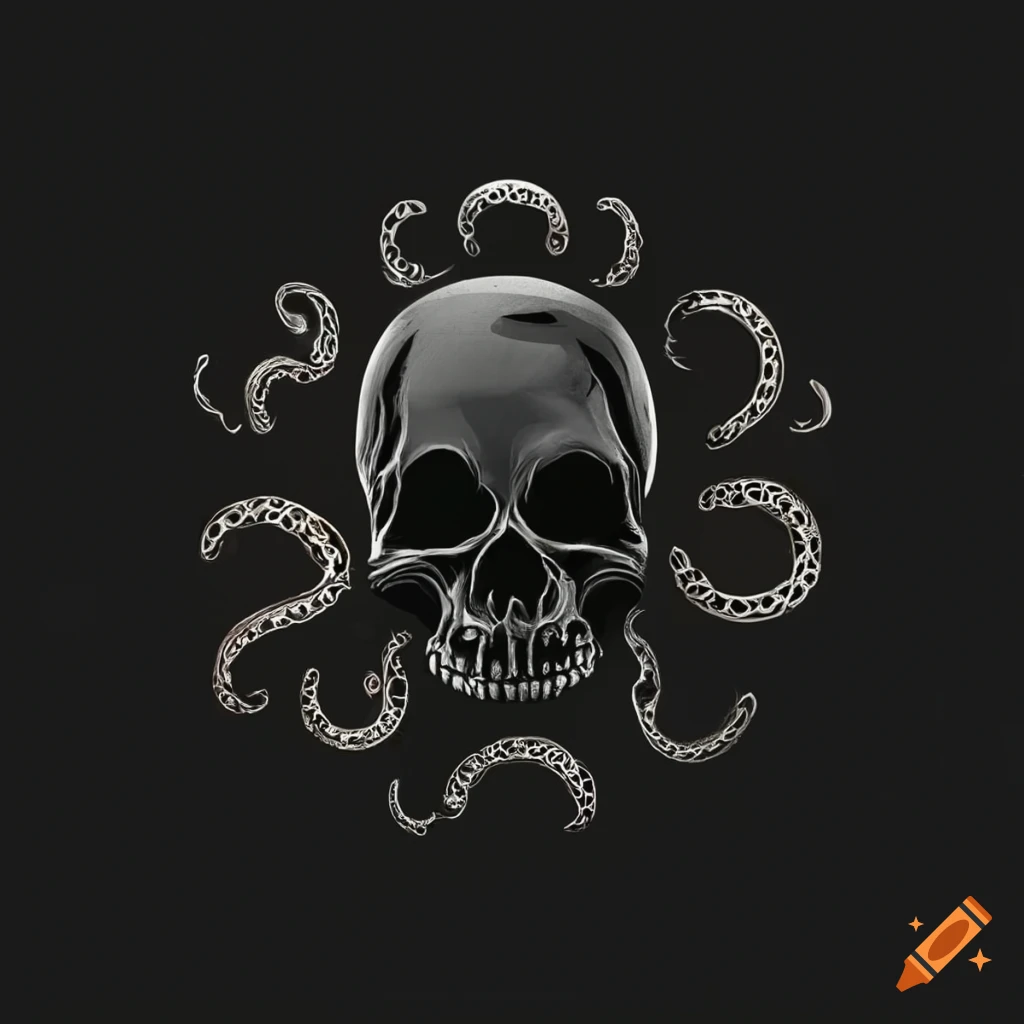 Dark and mysterious logo design featuring cryptic symbols, octopus, and ...