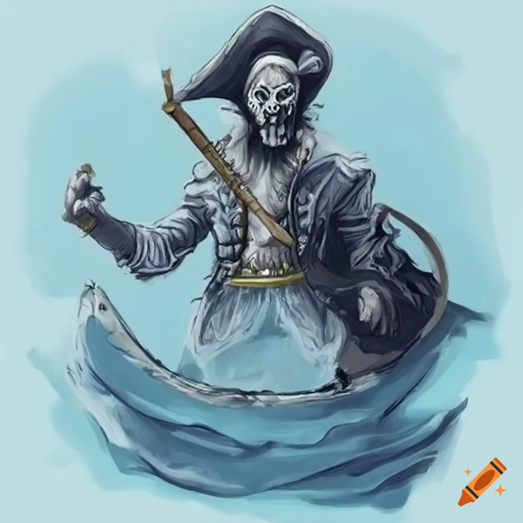 Stylized illustration of a fierce pirate king ruling on icy waters on ...