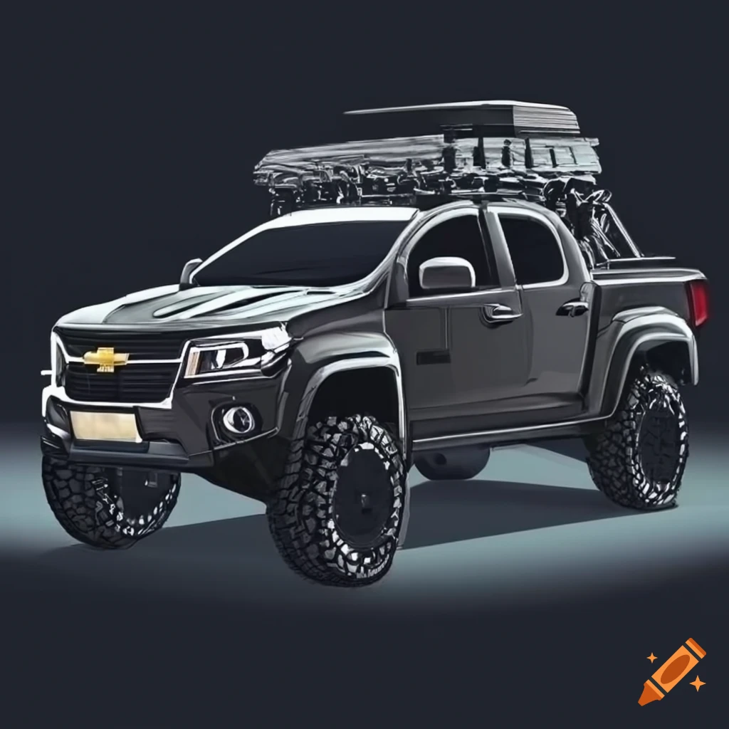 Detailed wireframe of a modified Chevy Colorado ZR2 with rooftop ...