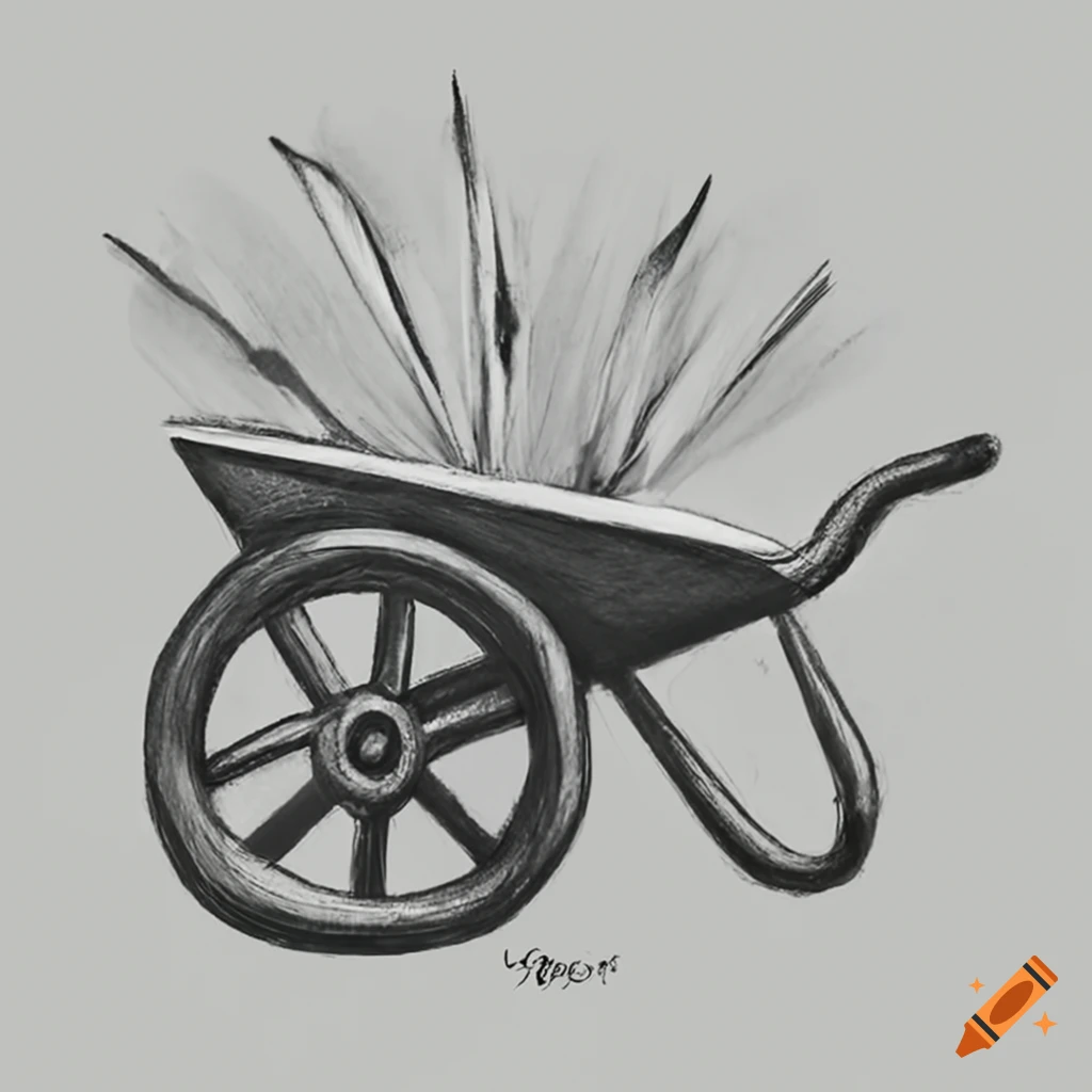 Borrow my wheelbarrow logo with slogan in emoji shape on Craiyon