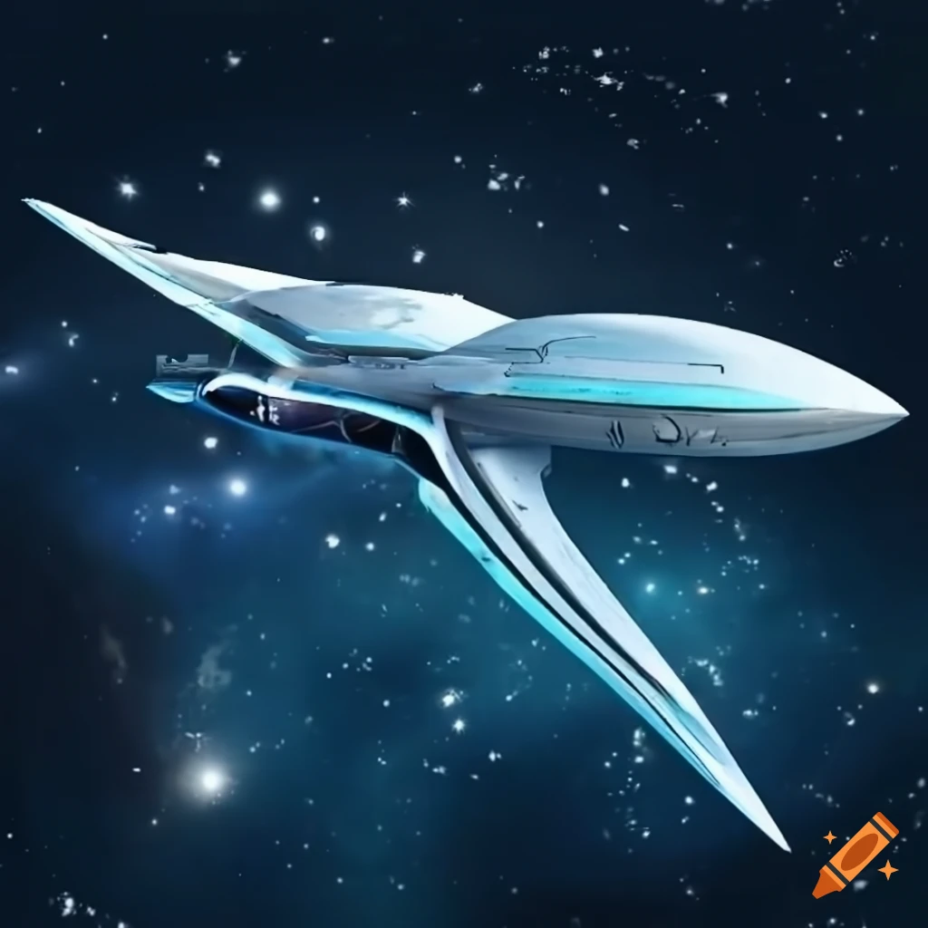 Futuristic aircraft in outer space on Craiyon