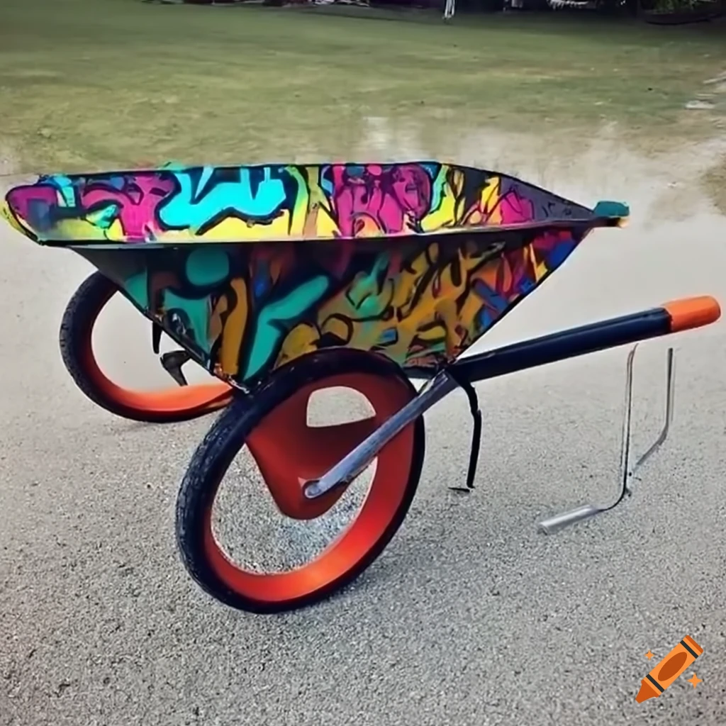 Custom wheelbarrow with colorful graffiti painting for urban skaters on ...