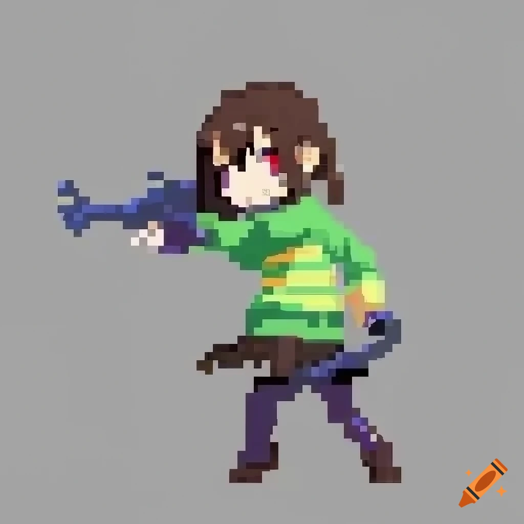Asagi from Disgaea in Chara style with guns in detailed pixel art on ...
