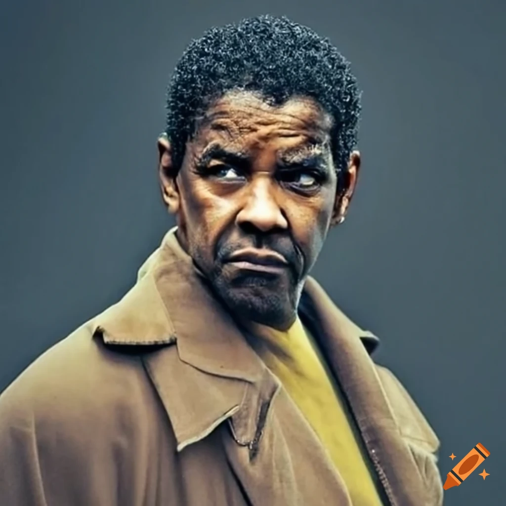 Denzel Washington in casual attire with black curly hair and beard on ...