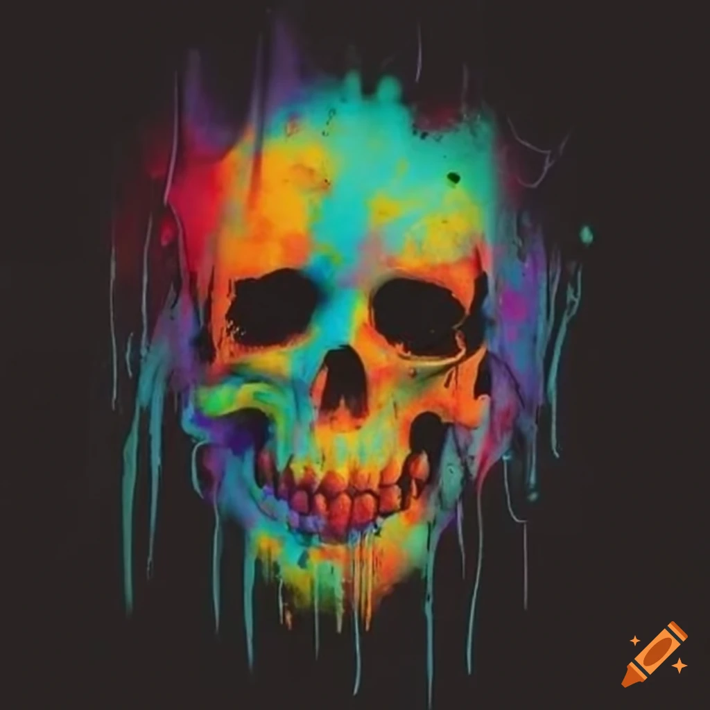 Skull symbol created with spray paint on Craiyon