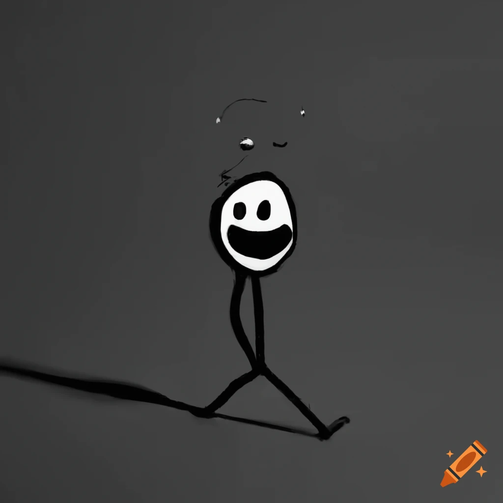 Smiling stick figure in the dark with a minimalistic design on Craiyon