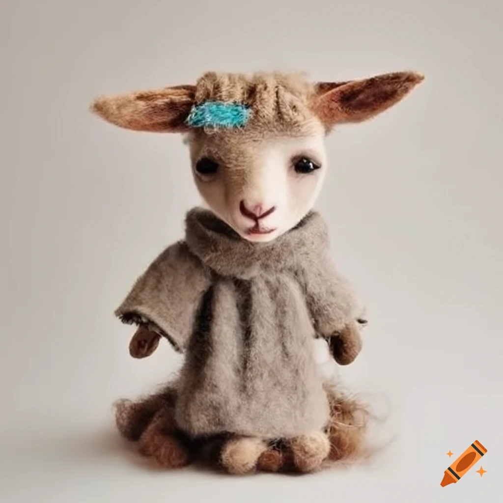 Felted wool dream goat in outfit on Craiyon