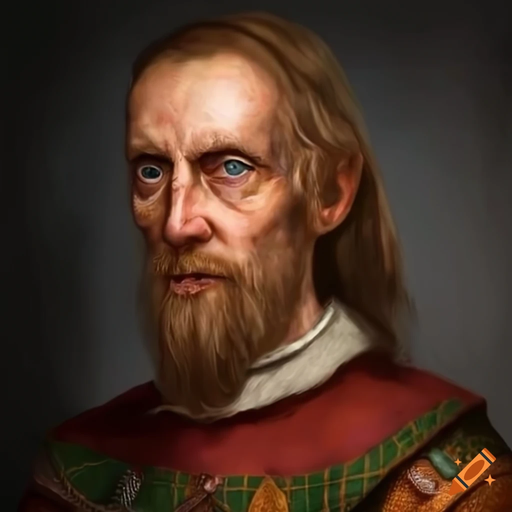 Portrait of a medieval Scottish noble with a claw mark on his face on ...