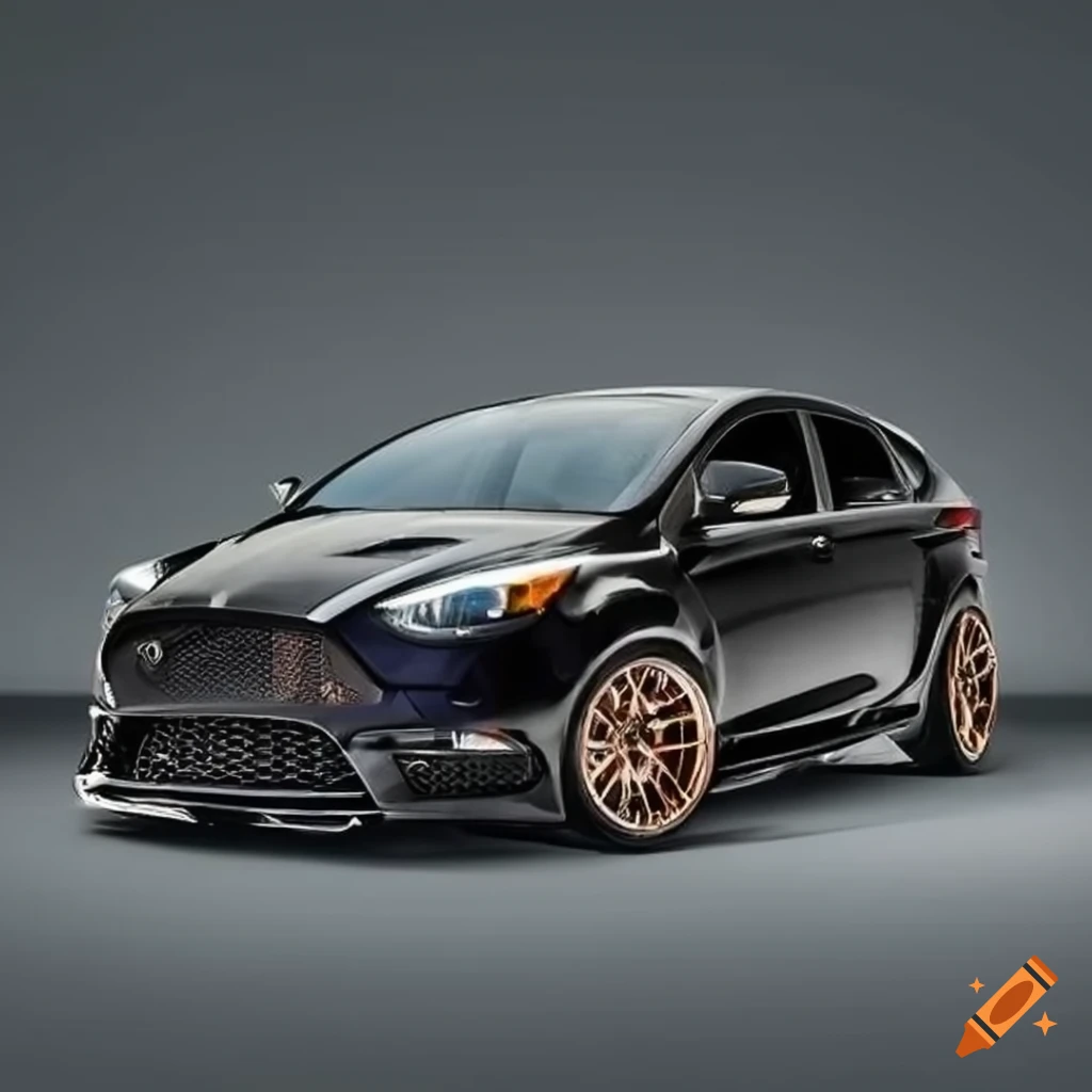 Racing black Focus ST MK3 with bronze wheels on Craiyon