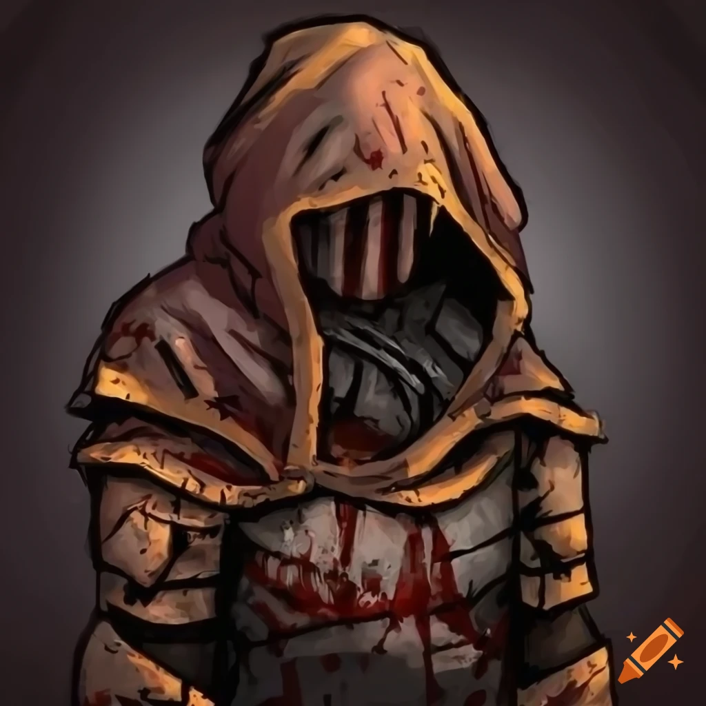 Fantasy artwork of a Leper Knight with an executioner hood and bloody ...