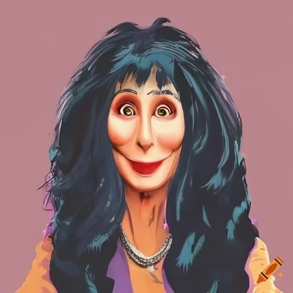 Caricature of Cher as a Muppet on Craiyon