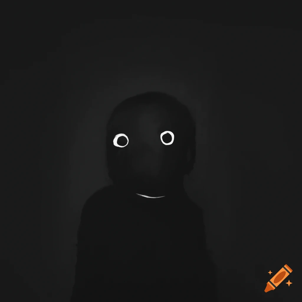 Smiling stick figure in the dark with a minimalistic design on Craiyon