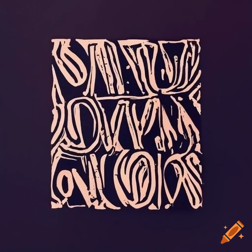Beautiful linocut print design for typography art on Craiyon