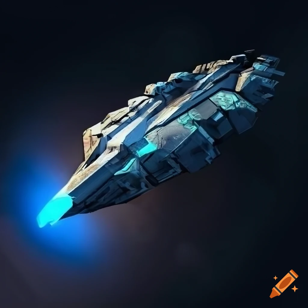 Avant-garde spaceship design by vanguard systems with metallic textures ...