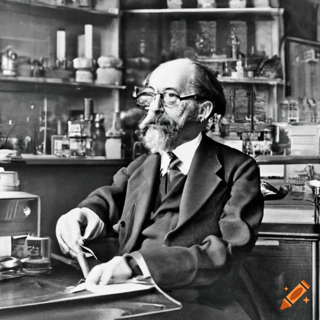 German scientist in his old lab similar to rudolf virchow on wikipedia ...