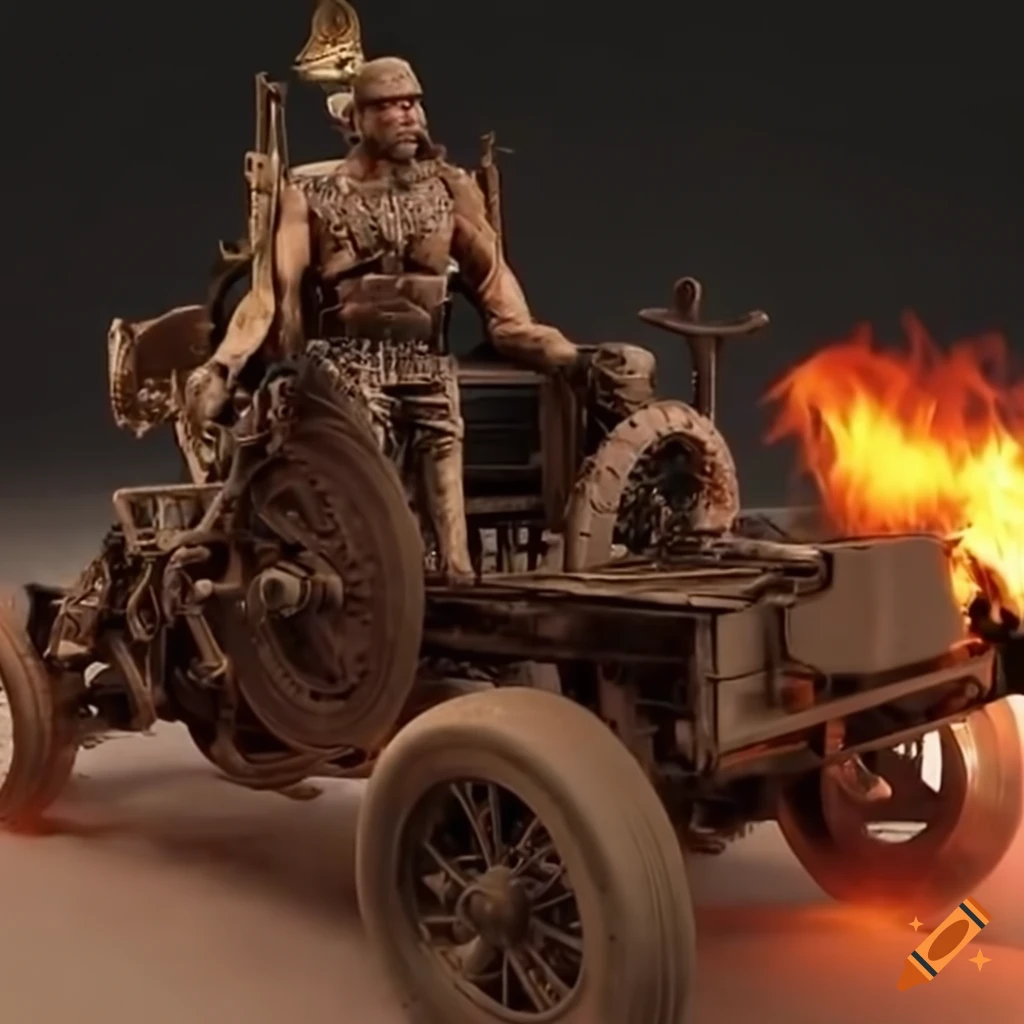 Futuristic motorized Roman chariot with gladiator driver from Mad Max ...