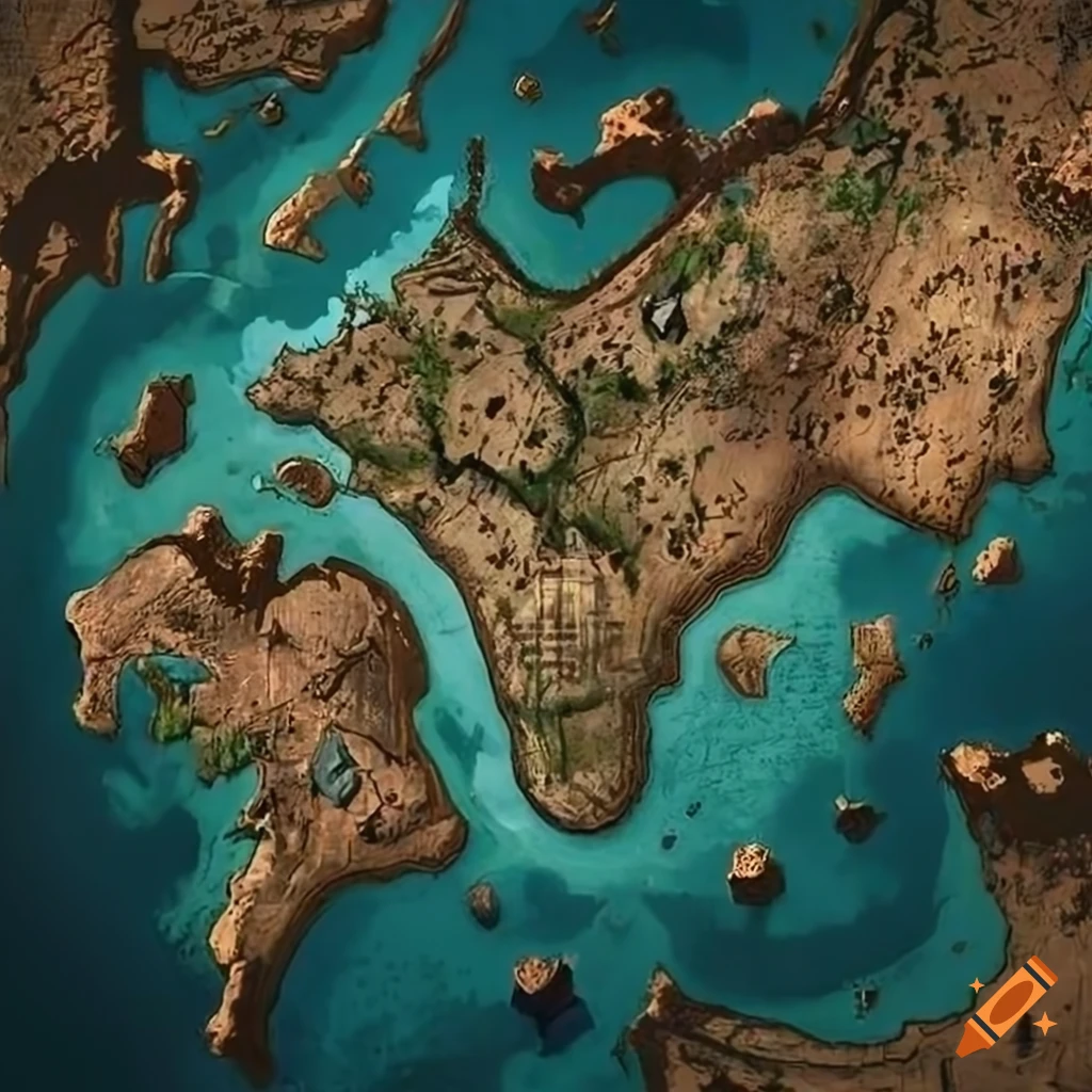 Detailed post-apocalyptic country map showing different zones and ...