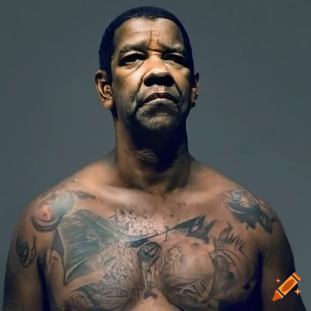 Denzel Washington with unique body art on Craiyon