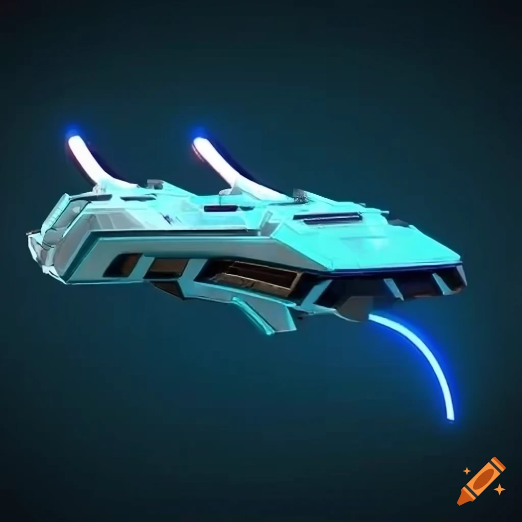 Sleek futuristic spaceship by NovaTech Industries with blue energy ...