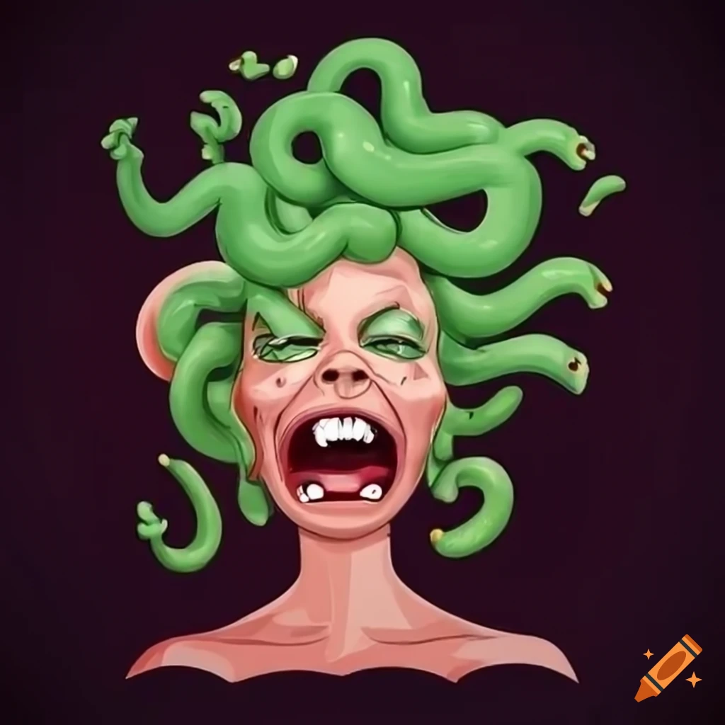 Laughing cartoon medusa character on Craiyon